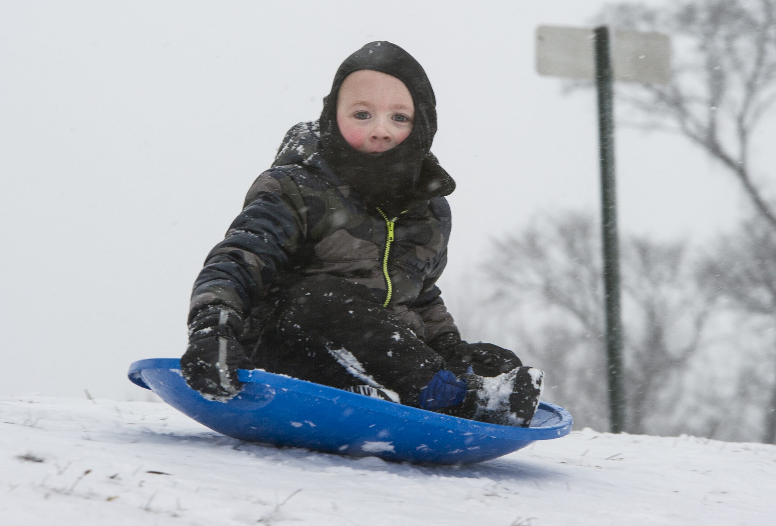 Sledding at Swan Pond Park photo gallery - Riverside Brookfield Landmark
